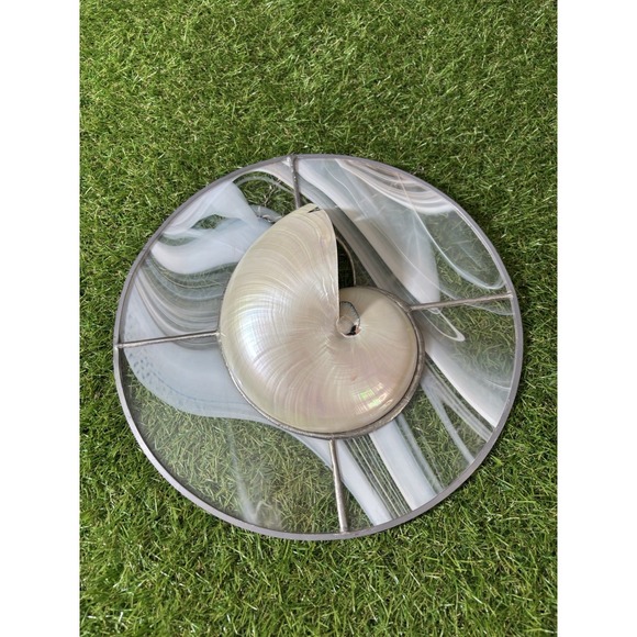 Art | Nautilus Shell On Stained Glass Round Hanging Display Broken Top ...